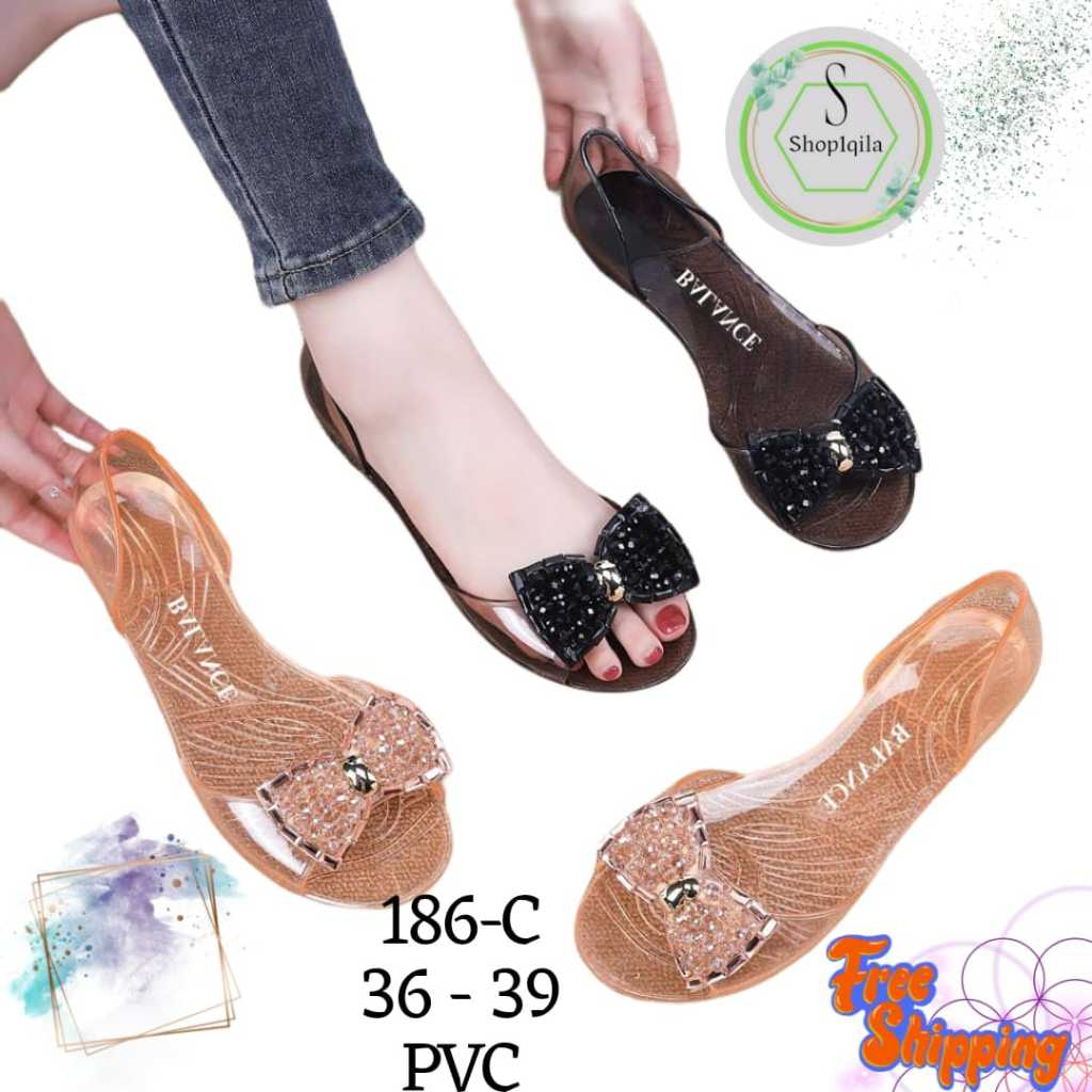 Jual Sepatu Kaca Pita Mutiara 186-C (36-40) Best Seller Sepatu Sandal ...