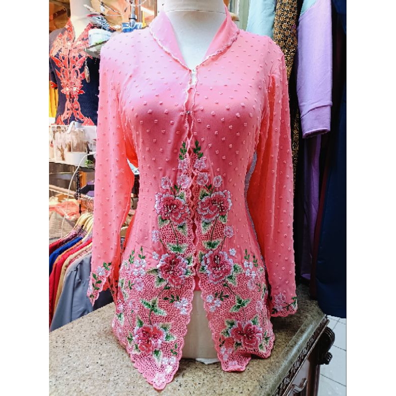 Jual COD- REALPICT ATASAN KEBAYA ENCIM BAHAN KATUN RUBIAH MOTIF BUNGA ...