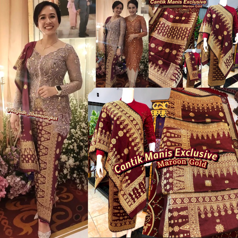 Jual Songket Cantik Manis Exclusive Maroon Gold /songket tenun asli ...