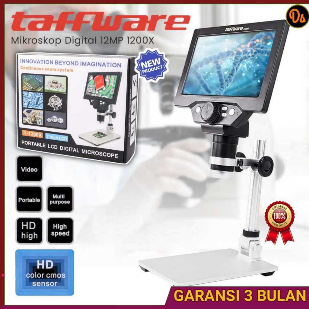 Jual ORIGINAL Taffware Mikroskop Digital 12MP 1200X Monitor & Metal ...