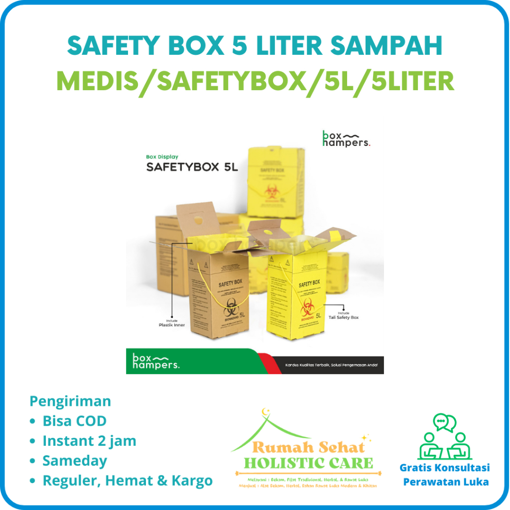 Jual SAFETY BOX 5 Liter Sampah Medis/Safetybox/Alkes/BioHazard/Kardus ...