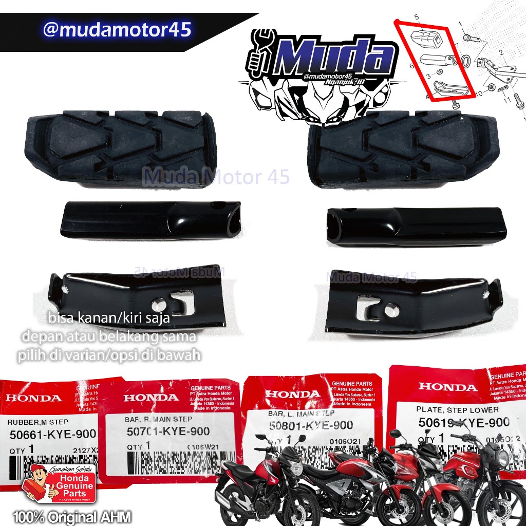 Jual BESI SET KARET STEP VERZA MEGAPRO MONO CB FOOT KIRI OR KANAN DEPAN ...