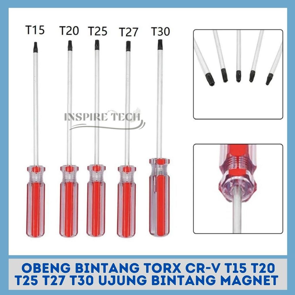 Jual Obeng Bintang Torx CR-V T15 T20 T25 T27 T30 UJUNG BINTANG MAGNET ...