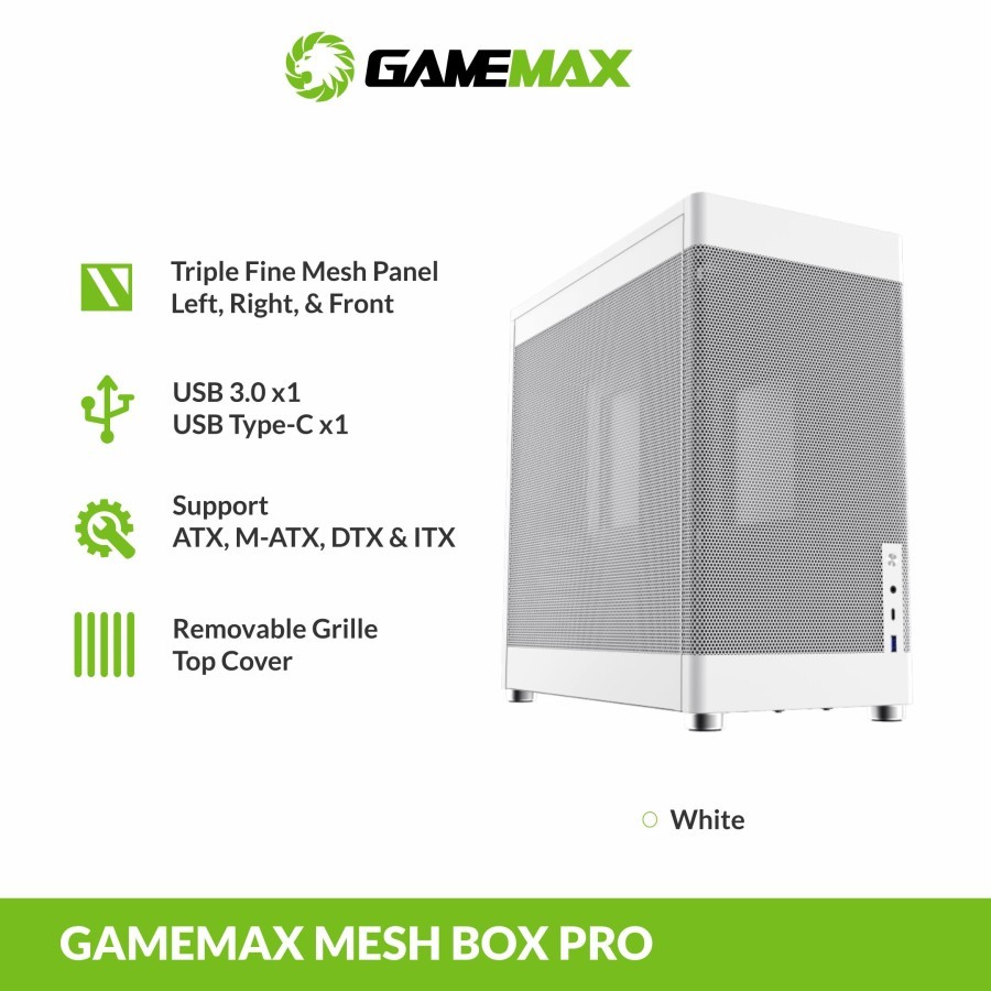 Jual GameMax Mesh Box Pro White ATX Gaming PC Case | Shopee Indonesia