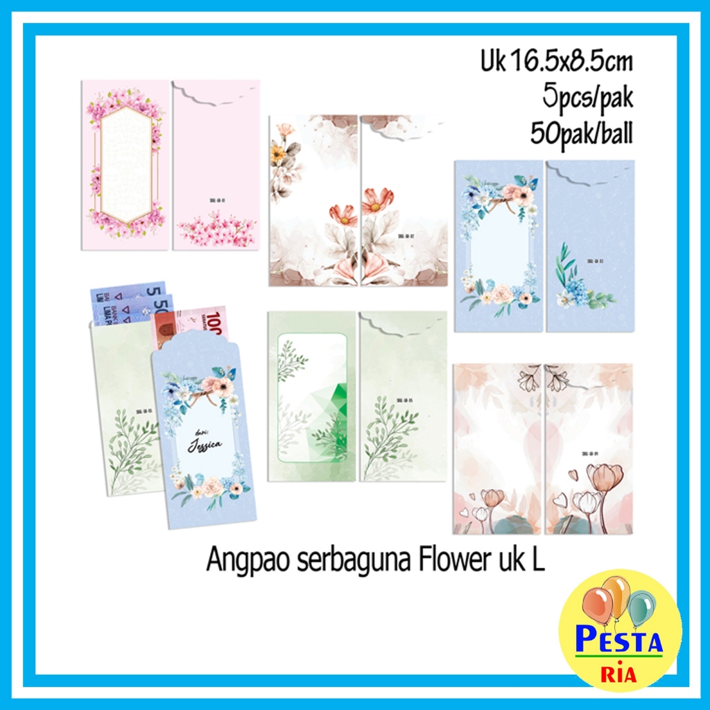Jual Murah!! (1Pak isi 5Pcs) Angpao Serbaguna Uk L Motif Flowers ...