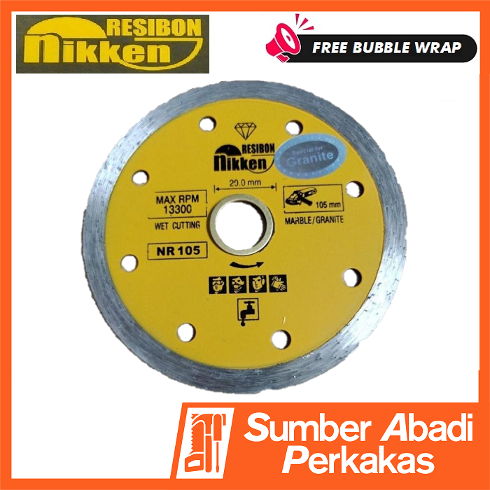 Jual NIKKEN RESIBON Diamond Wheel 4 Inch Wet NR 105 Mata Pisau Potong ...