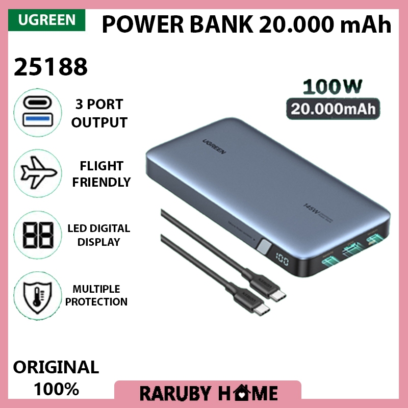 Jual UGREEN PowerBank Laptop iPhone 15 Pro Max Macbook Air Pro M2 M1 Power Bank PB 20.000Mah ...