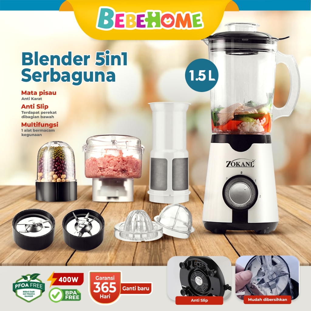 Jual Zokani By Bebehome 5IN1 Blender 1.5L 400W Plastik Multifungsi ...