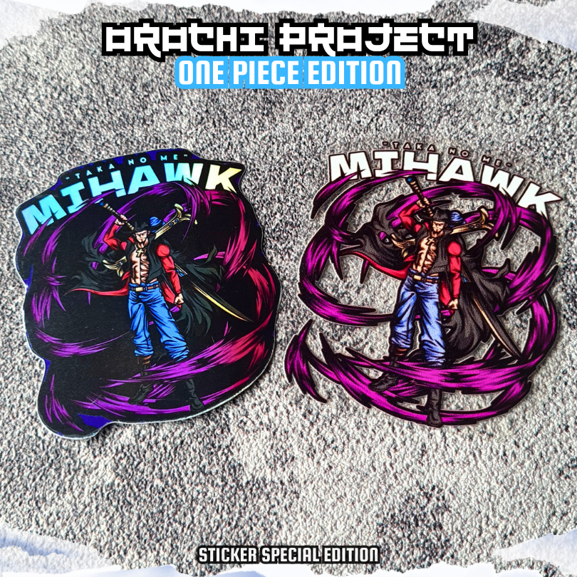 Jual Sticker Stiker Anime Shichibukai Dracule Mihawk One Piece Hologram ...