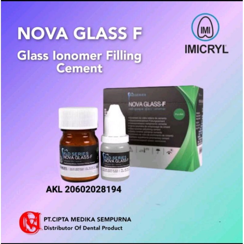 Jual IMICRYL DENTAL NOVA GLASS F GIC GLASS IONOMER FILLING CEMENT 15gr ...