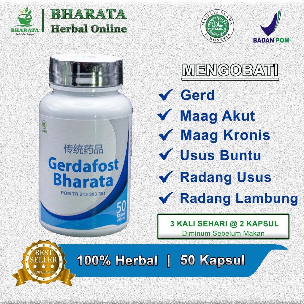 Jual Obat Gerd Maag Akut Kronis & Usus Buntu Gerdafost Bharata isi 50 ...