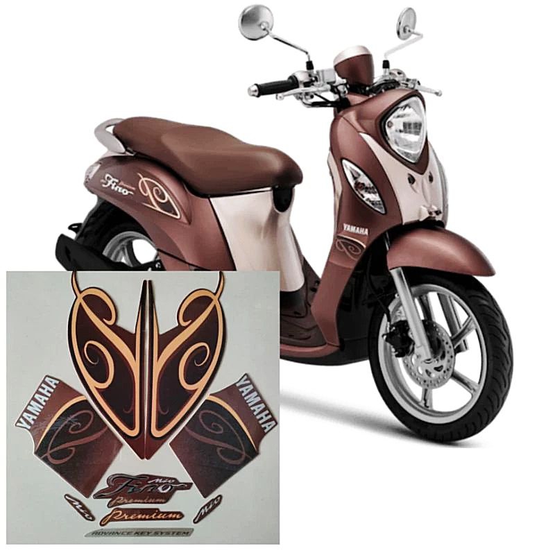 Jual Stiker Striping Motor FINO PREMIUM 2019 COKLAT Sticker Lis Body ...