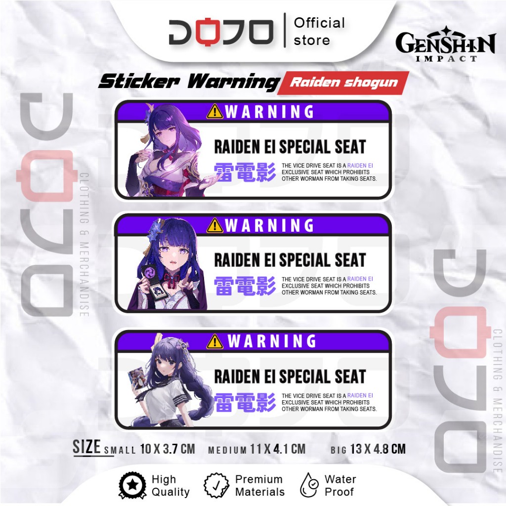 Jual Sticker VINYL Anime Genshin Impact Raiden Shogun Ei Warning JDM ...
