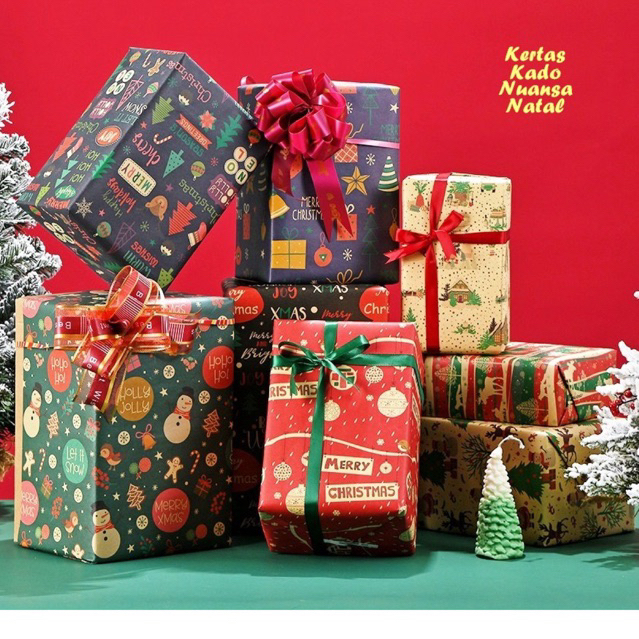Jual ISI 5 LEMBAR Kertas Kado Nuansa Natal Christmas Wrapping Paper ...