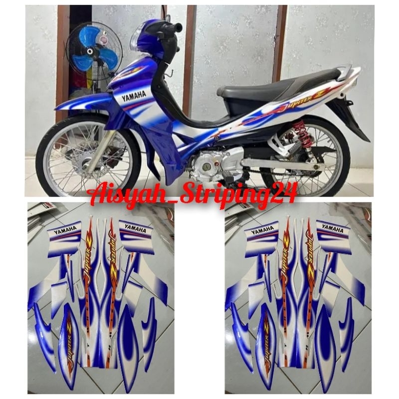 Jual stiker striping lis body motor Yamaha Jupiter Z cw 2005 putih-biru ...