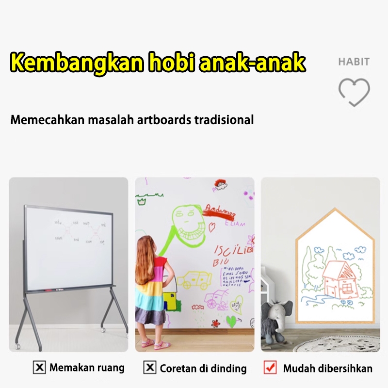 Jual 60x300cm Adsorpsi elektrostatik Stiker Papan tulis Whiteboard ...
