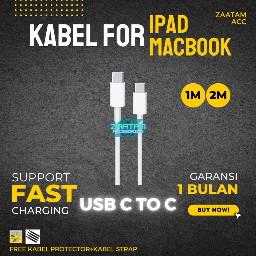 Jual KABEL DATA IPAD AIR PRO M1 M2 TYPE C - USB C TO C FAST CHARGING 1M ...
