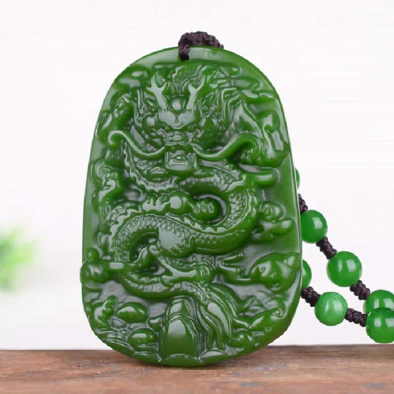 Jual Kalung Giok Bayam Ukir Naga Pria Wanita | Shopee Indonesia