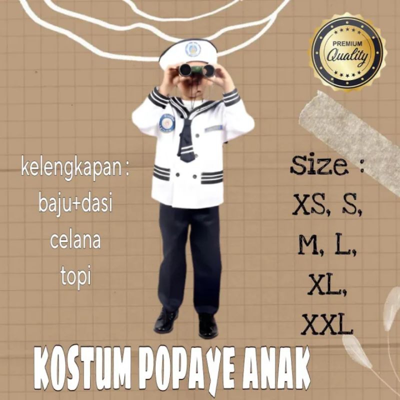 Jual Kostum Profesi Anak Full Aksesoris / KOSTUM PROFESI PELAUT (POPEYE ...