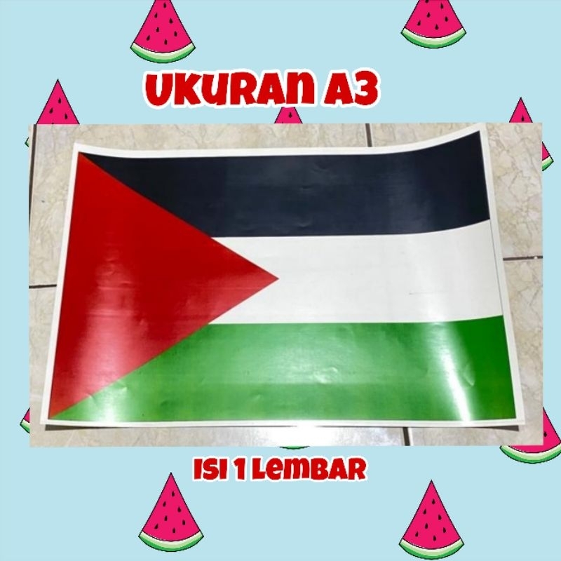 Jual Stiker Palestin ukuran besar sticker Bendera Palestin ukuran A3 ...