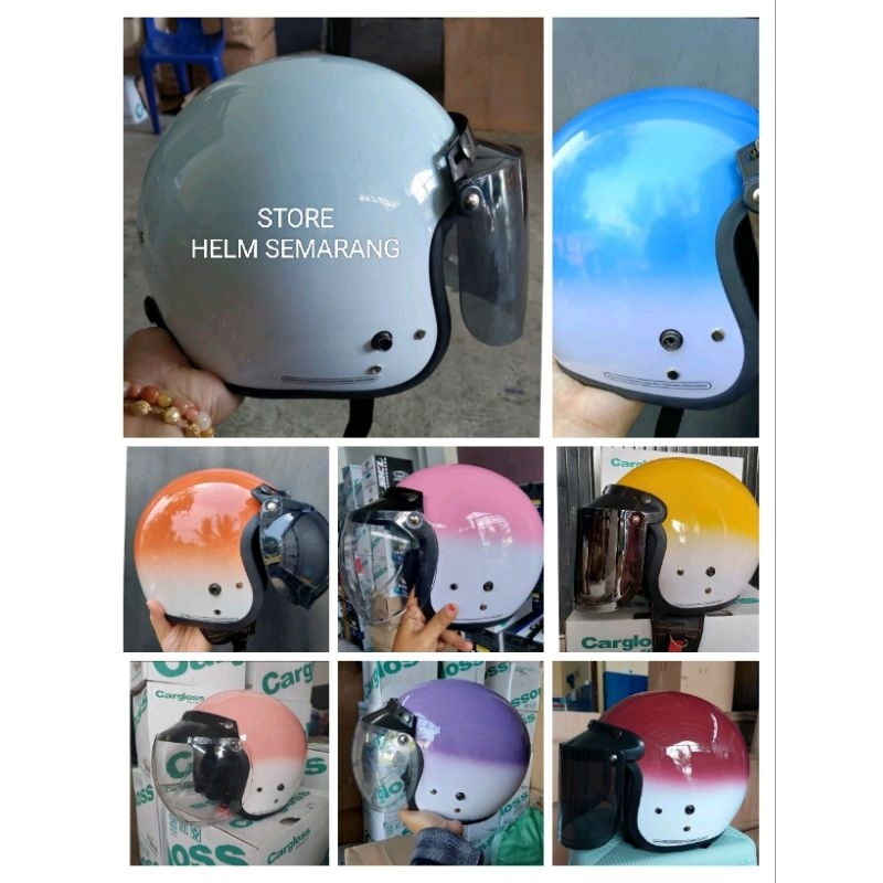 Jual HELM BOGO RETRO GRADASI FULL WARNA | Shopee Indonesia