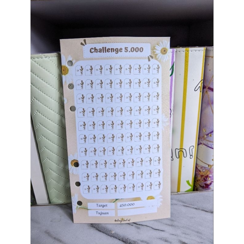 Jual [1 lembar] Kertas saving challenge tantangan menabung A6 6 lubang | ketas isi binder A6 ...