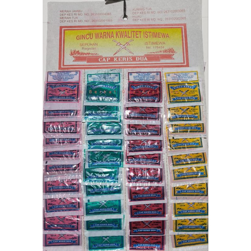 Jual gincu sachet. pewarna makanan cap keris dua. gincu papan isi 40 ...