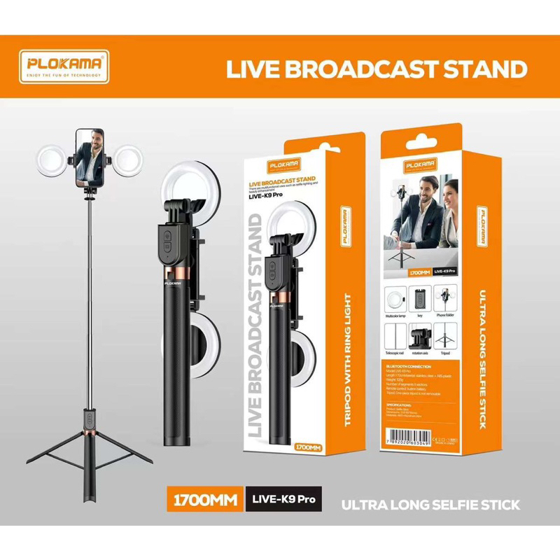 Jual Tongsis Plokama Live K9 PRO Tripod Bluetooth Selfie Stick 3 in 1 ...