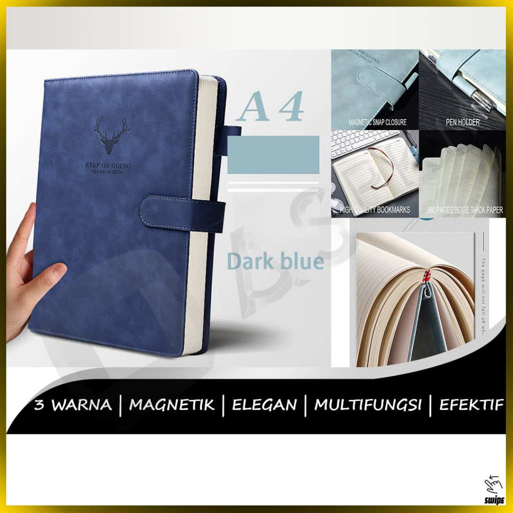 Jual Buku Diary A4 Catatan Harian Notebook Cover Kulit Magnetic Buckle ...