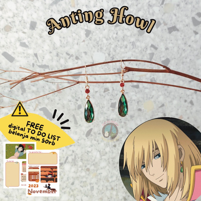Jual ANTING HOWL STUDIO GHIBLI, earring perhiasan jewelry cewek perempuan aesthetic howl's ...