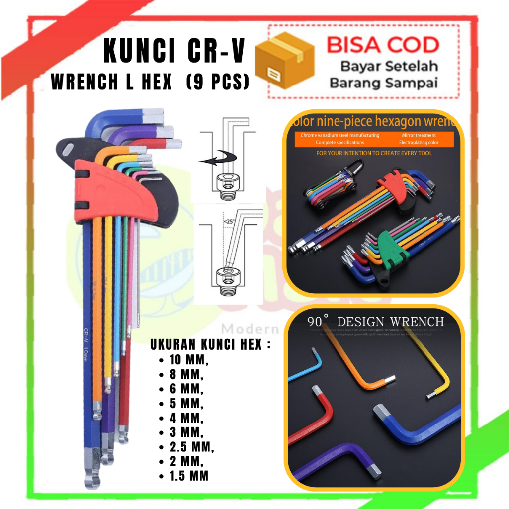 Jual Kunci L Hex Key Wrench Metal Hexagonal Screwdriver 9 PCS | Shopee ...