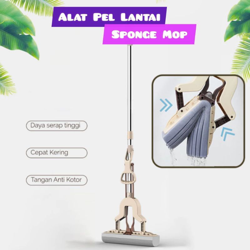 Jual Alat Pel Lantai Sponge Mop/Alat Pel Spons Lipat/Pel Lantai Praktis ...