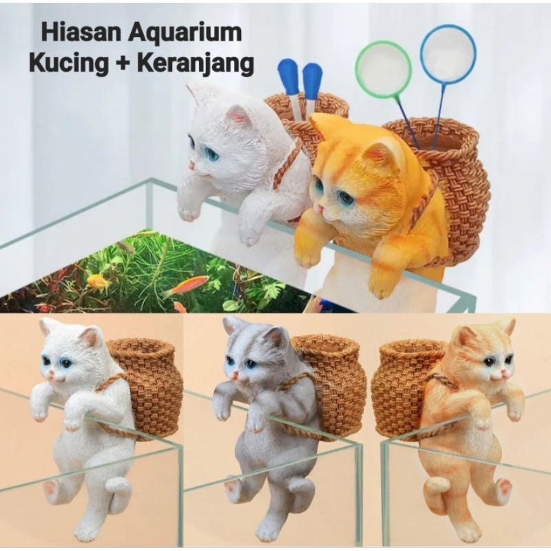 Jual Hiasan Akuarium Kucing Aquarium Ornamen Cat Carrying Basket ...