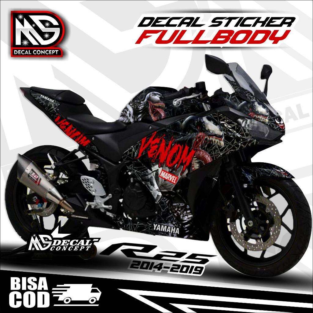 Jual Decal R25 Full Body Decal Yamaha R25 Venom Stiker R25 Full Body ...