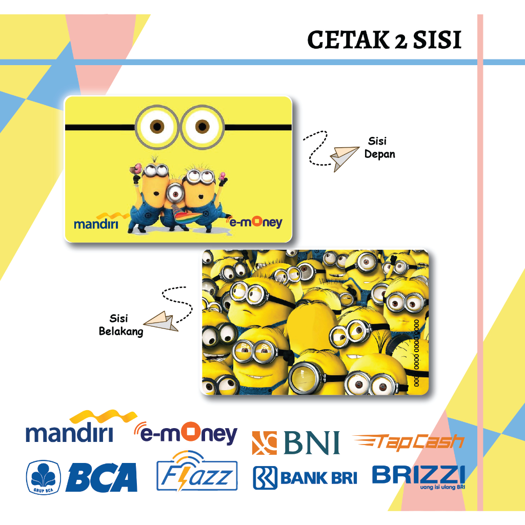 Jual KARTU EMONEY ETOLL ANIME MINION KUNING E MONEY MANDIRI FLAZZ BCA ...