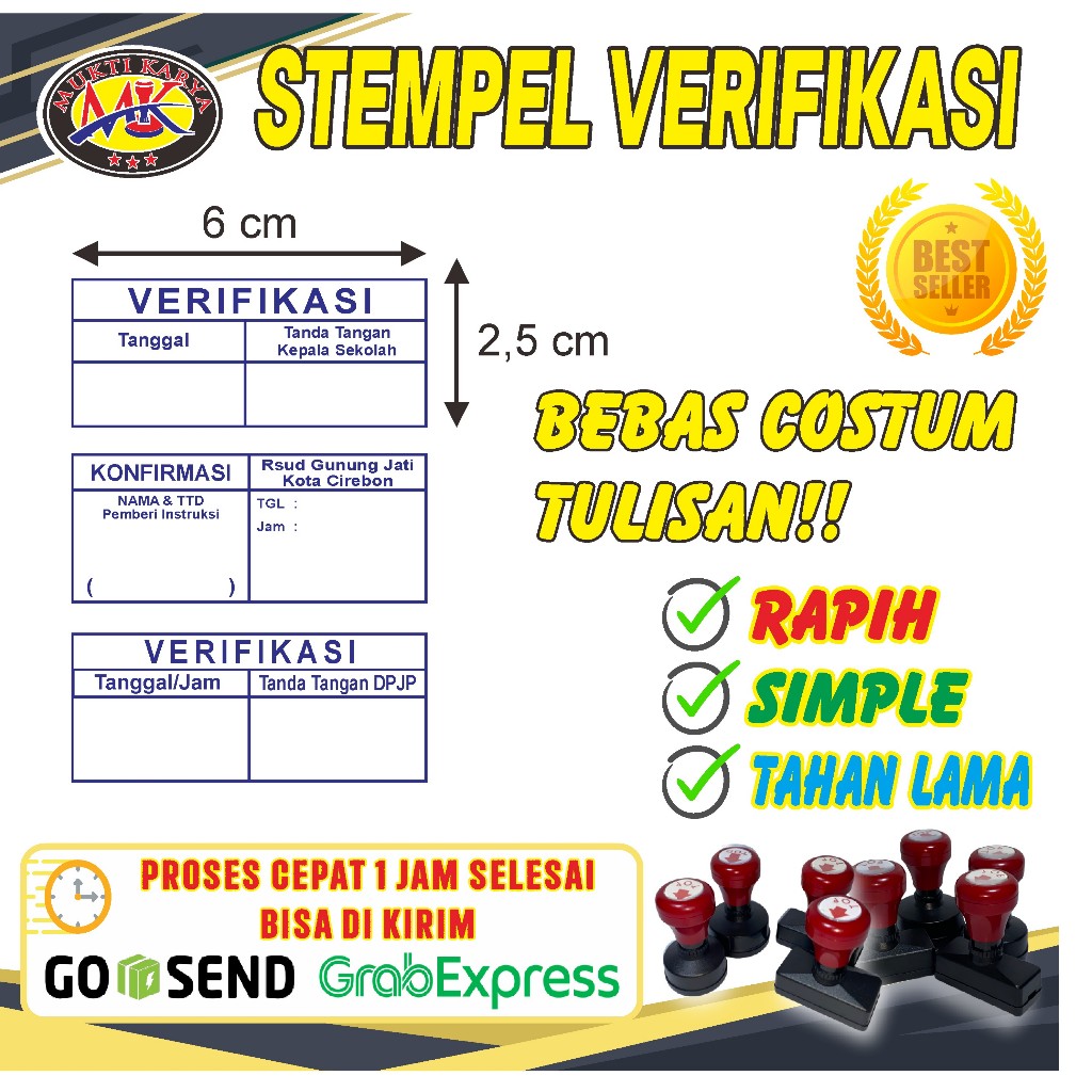 Jual stempel verifikasi/stempel costum/stempel otomatis/stempel ...