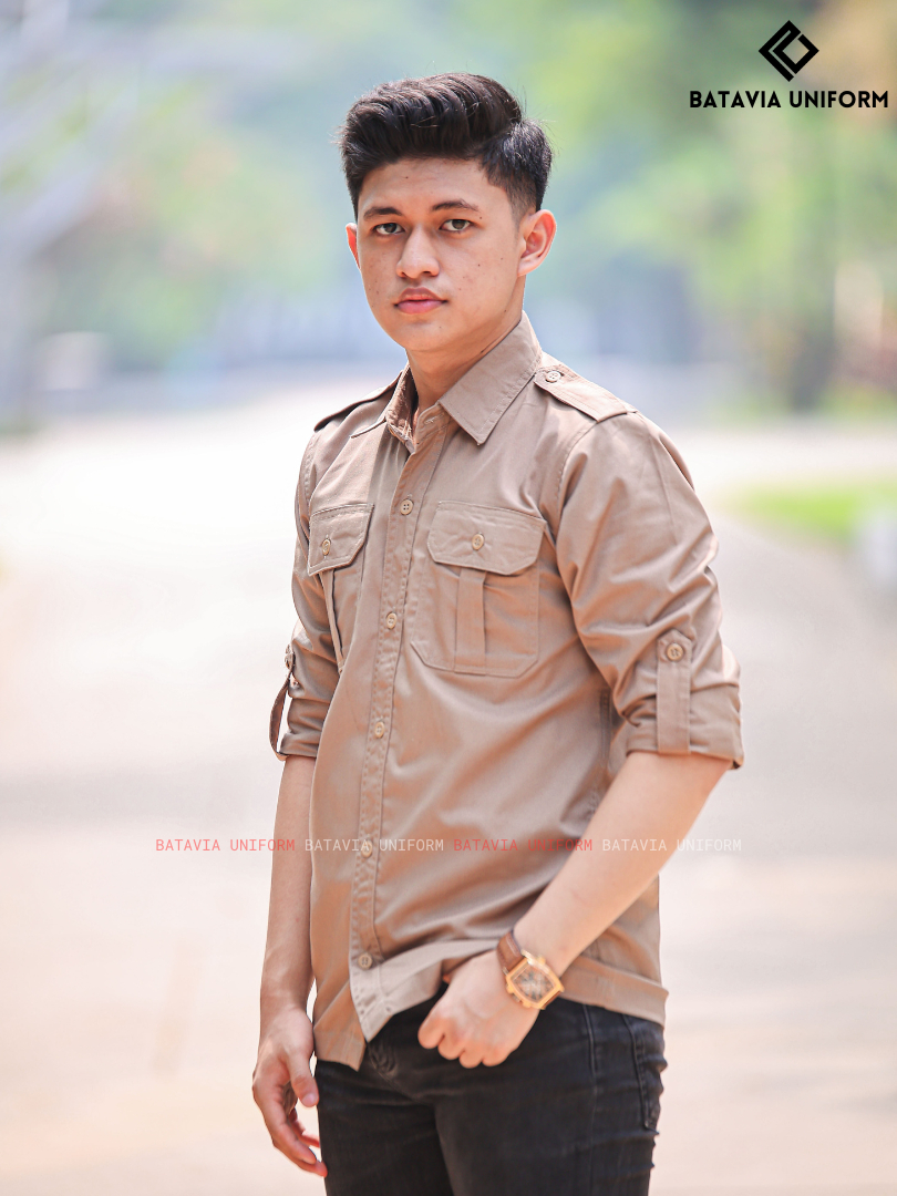 Jual Baju PDL Pria Lengan Panjang - Kemeja Seragam Kerja Dinas Lapangan PDL PDH Khaki Bahan ...
