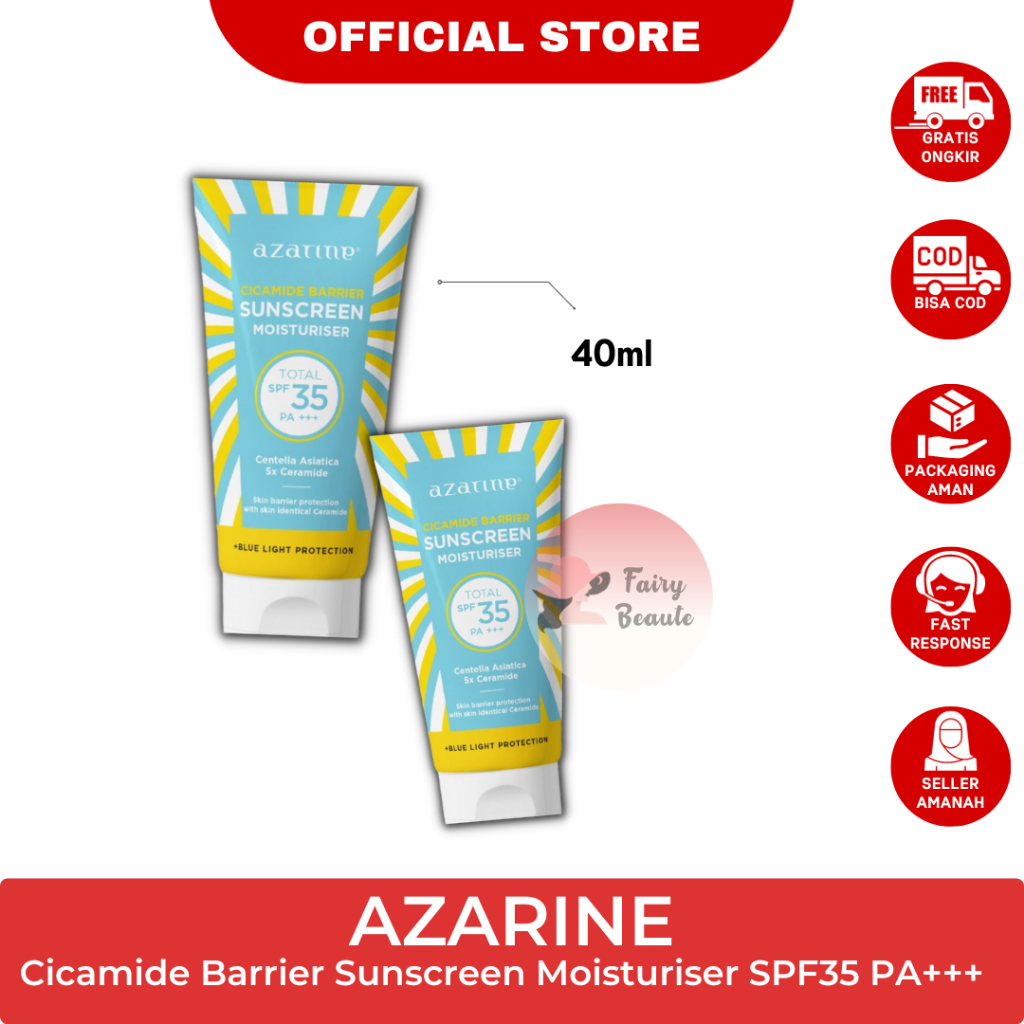 Jual AZARINE - Cicamide Barrier Sunscreen Moisturiser Centella Asiatica ...