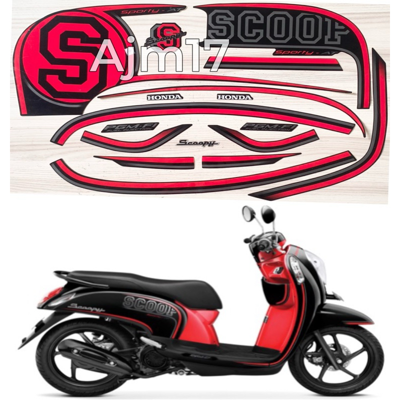 Jual STIKER STRIPING MOTOR SCOOPY 2014 HITAM SPORTY | Shopee Indonesia