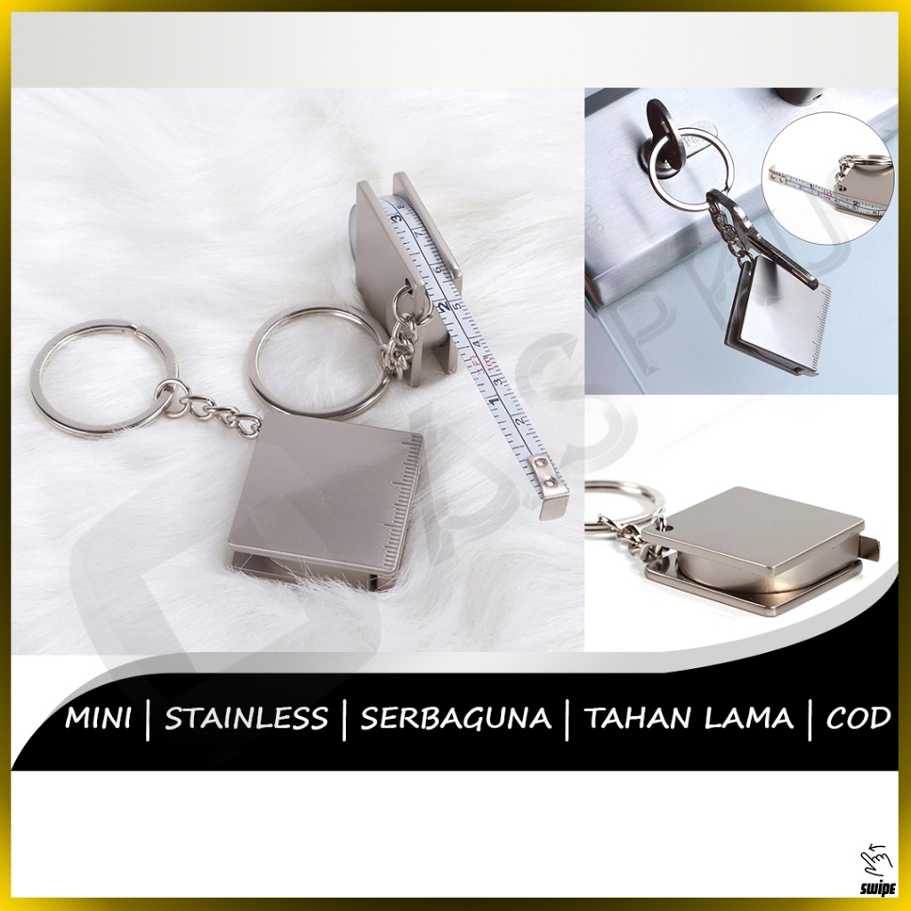Jual Gantungan Kunci Meteran Stainless Steel Besi 80cm Keychain ...