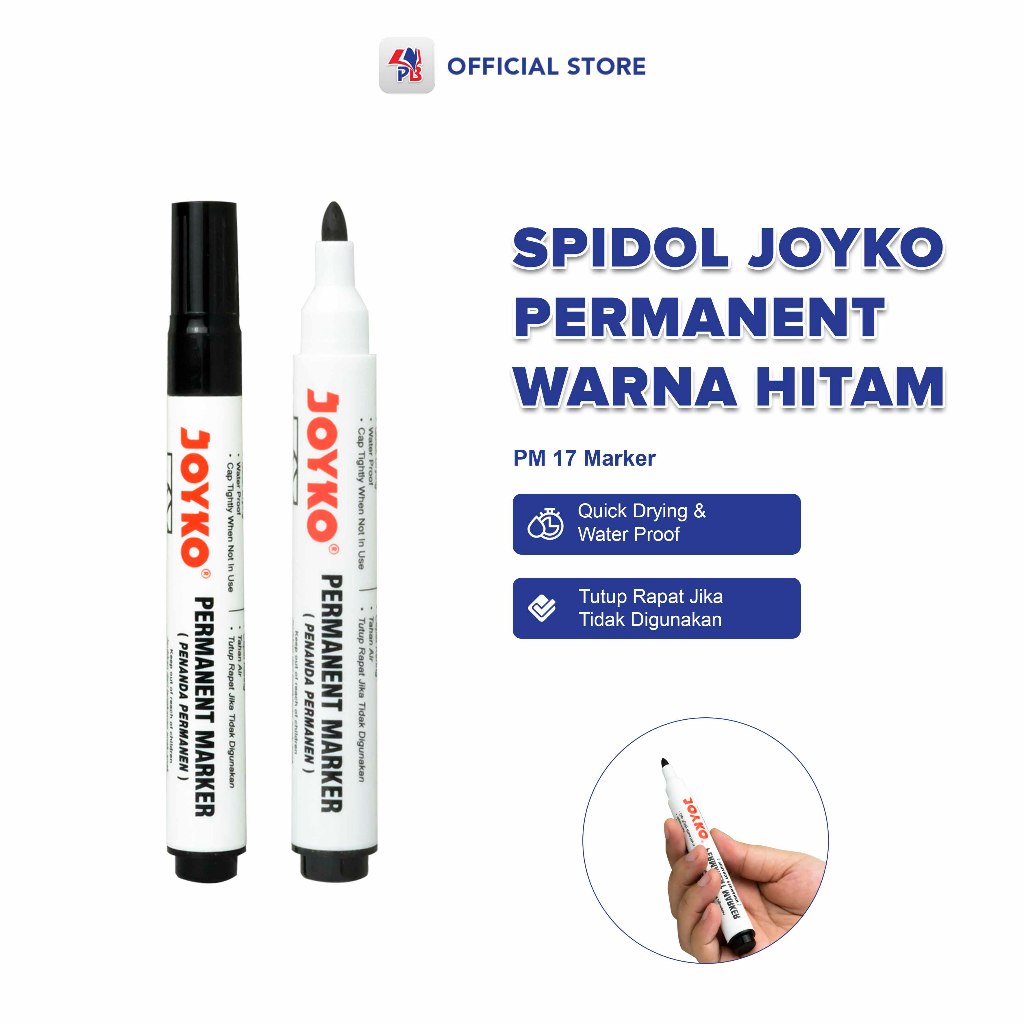Jual Spidol Joyko PM 17 Permanent Marker Warna Hitam / PB EDUKASI ANAK ...