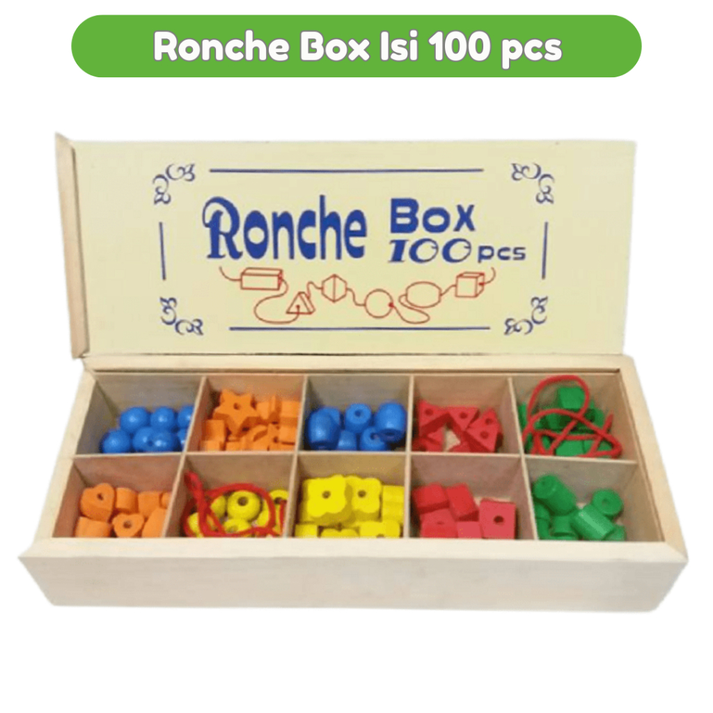 Jual Mainan Edukasi Anak Ronce Box Balok Kayu Ronche Meronce Bentuk ...