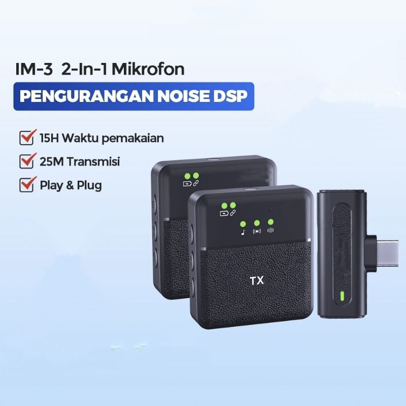Jual WIRELESS 2 MICROPHONE SX8 CLIP ON SMARTPHONE VLOG LAVALIER 2 IN 1 ...