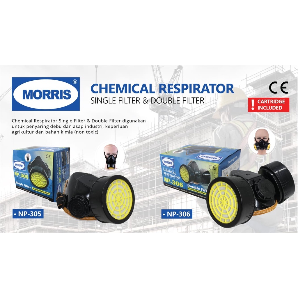 Jual MORRIS Masker Obat Kimia Respirator NP-305 Single Anti Polusi ...
