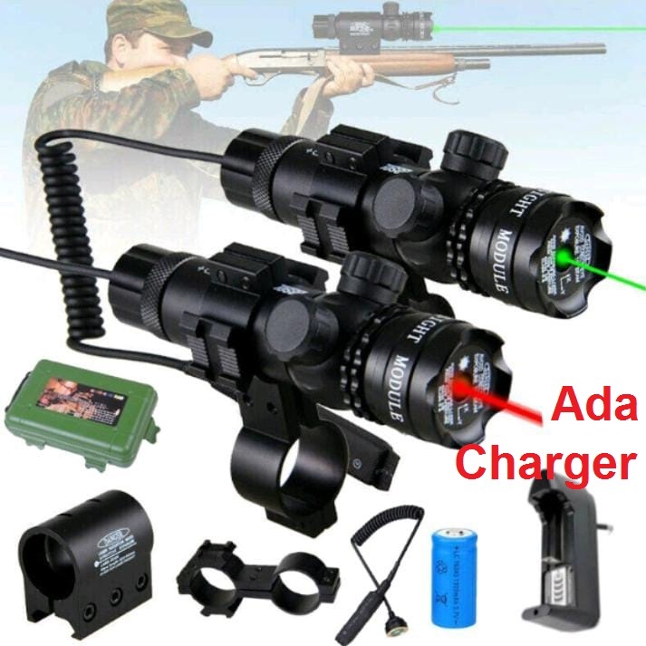Jual Laser Tembak Scope Airsoft Hijau Merah Sniper Fullset Laser Target Pointer Berburu Green ...