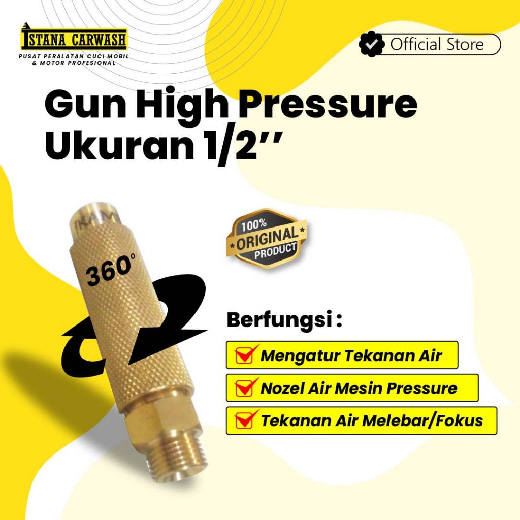 Jual Nozle Gun Kuningan High Pressure 1/2 Inch IKAME | Shopee Indonesia