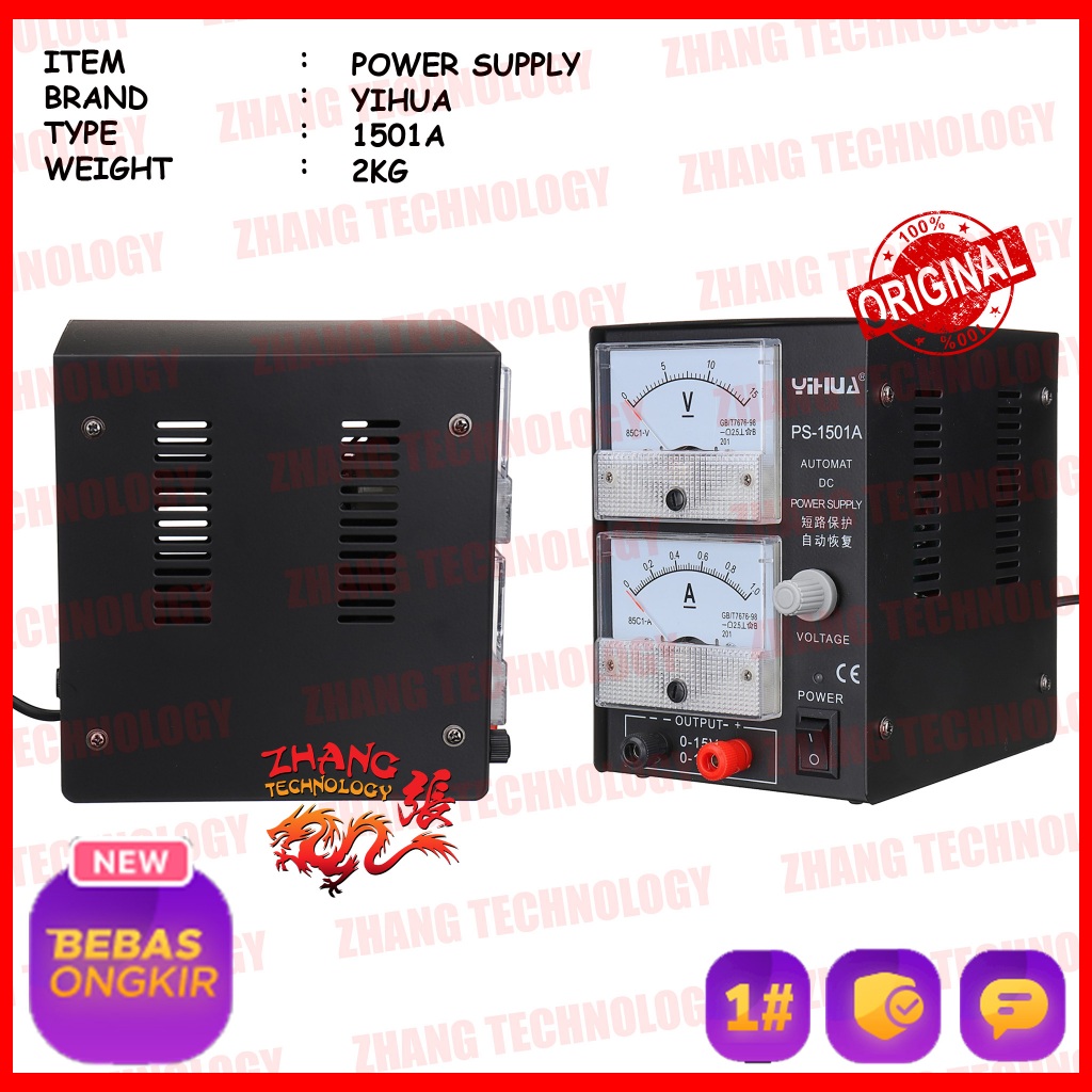 Jual POWER SUPPLY YIHUA 1501A 1A 15V PSU 1 AMPER + KABEL ORIGINAL ...