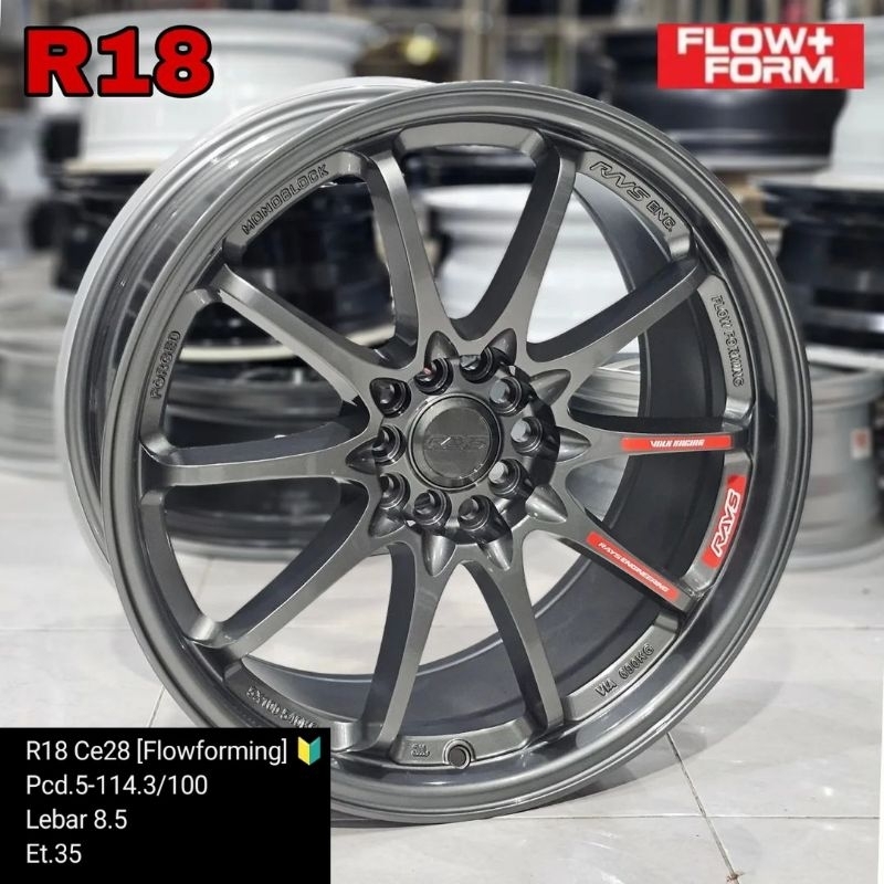 Jual velg racing volk rays ce28 ring 18 lebar 8,5 et35 untuk innova terios xpander veloz civic ...