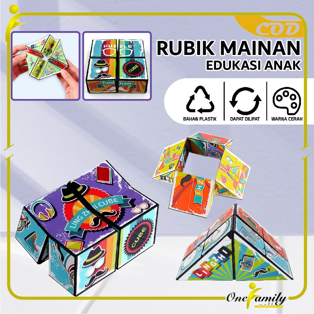 Jual ONE-M343 Mainan Edukasi Anak Rubik Geometri 3D Magnetic Motif Hand ...