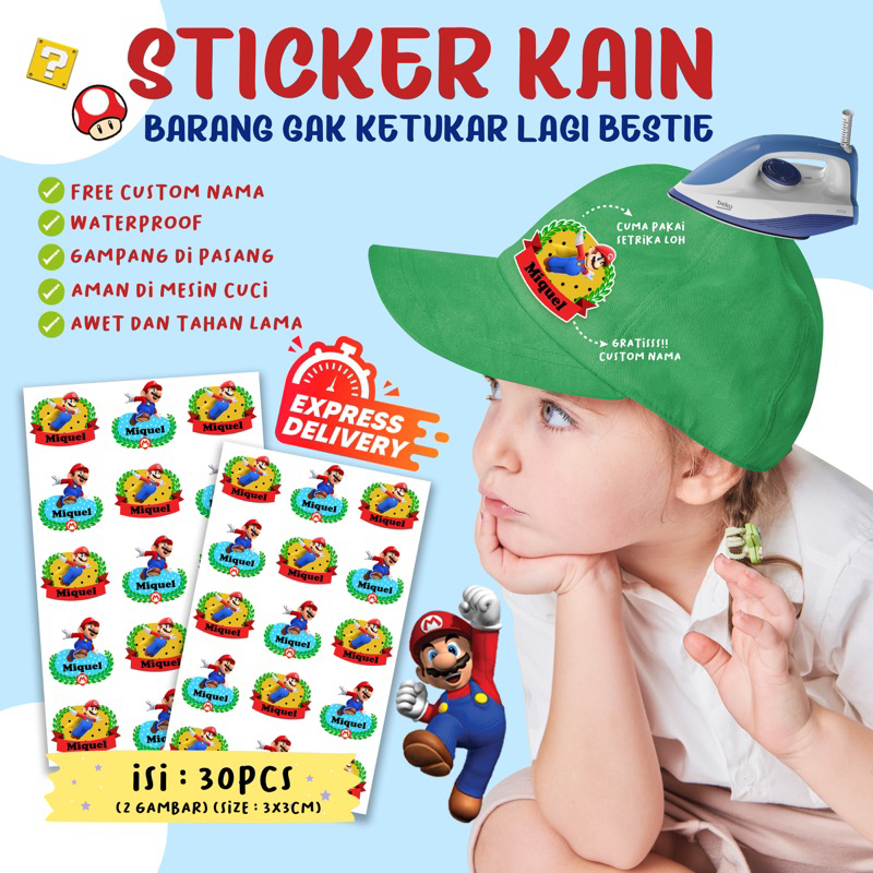 Jual [GIANTPALACE] STICKER KAIN SETRIKA LABEL NAMA BAJU VIRAL ANAK ...